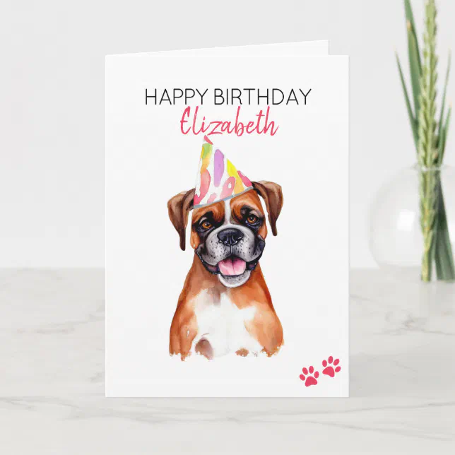 Boxer Dog Personalized Happy Birthday Card | Zazzle