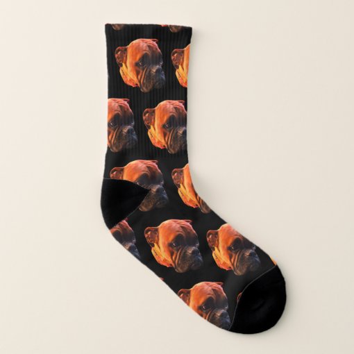 Boxer Dog Pet Photo Brown Black Custom Mens Socks | Zazzle