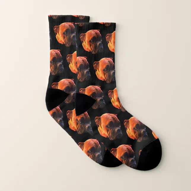 Boxer Dog Pet Photo Brown Black Custom Mens Socks | Zazzle