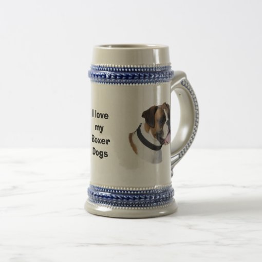Boxer dog portrait photo beer stein | Zazzle