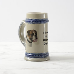 Boxer dog portrait photo beer stein | Zazzle