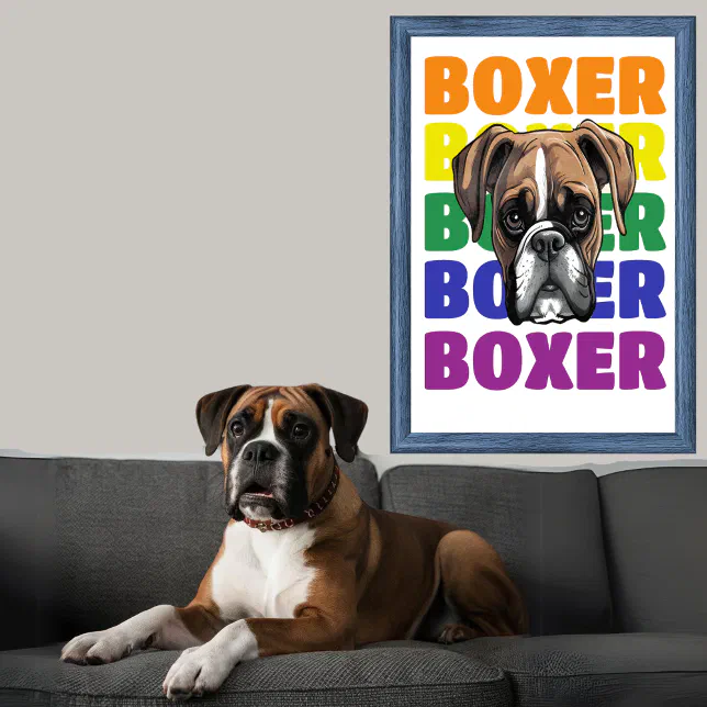 Boxer Dog poster wall art | Zazzle