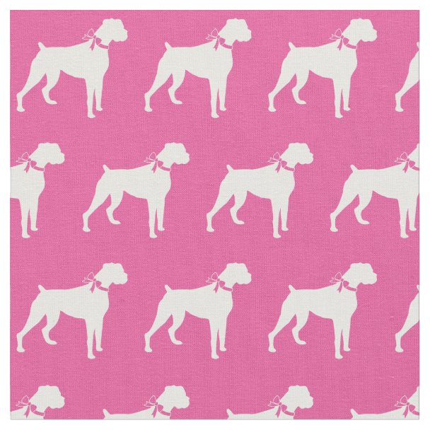 Pink White boxer dog craft cotton fabric | Zazzle