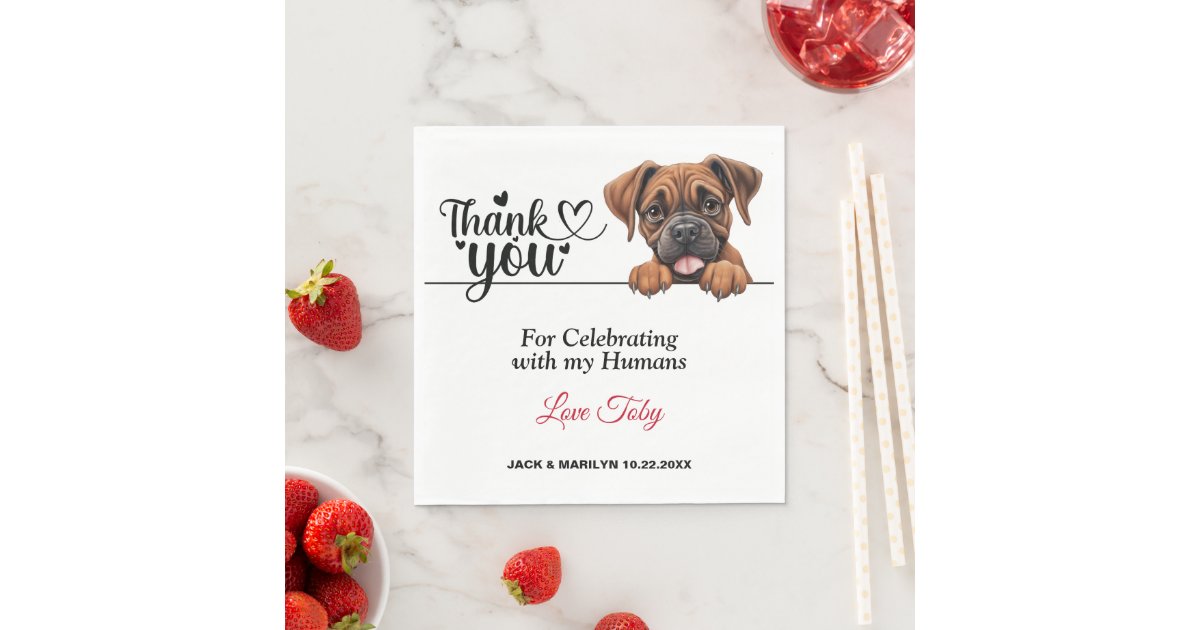 Boxer Dog Thank You Napkins | Zazzle