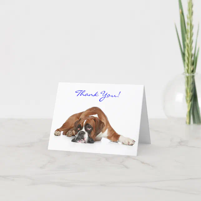 Boxer Dog Thank You Notecard - Thank You Inside | Zazzle