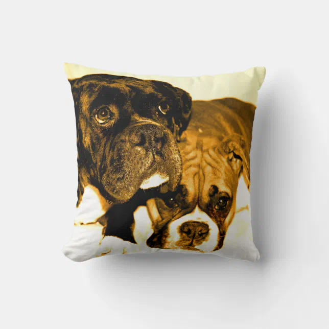 Boxer dogs American MoJo Throw Pillow | Zazzle