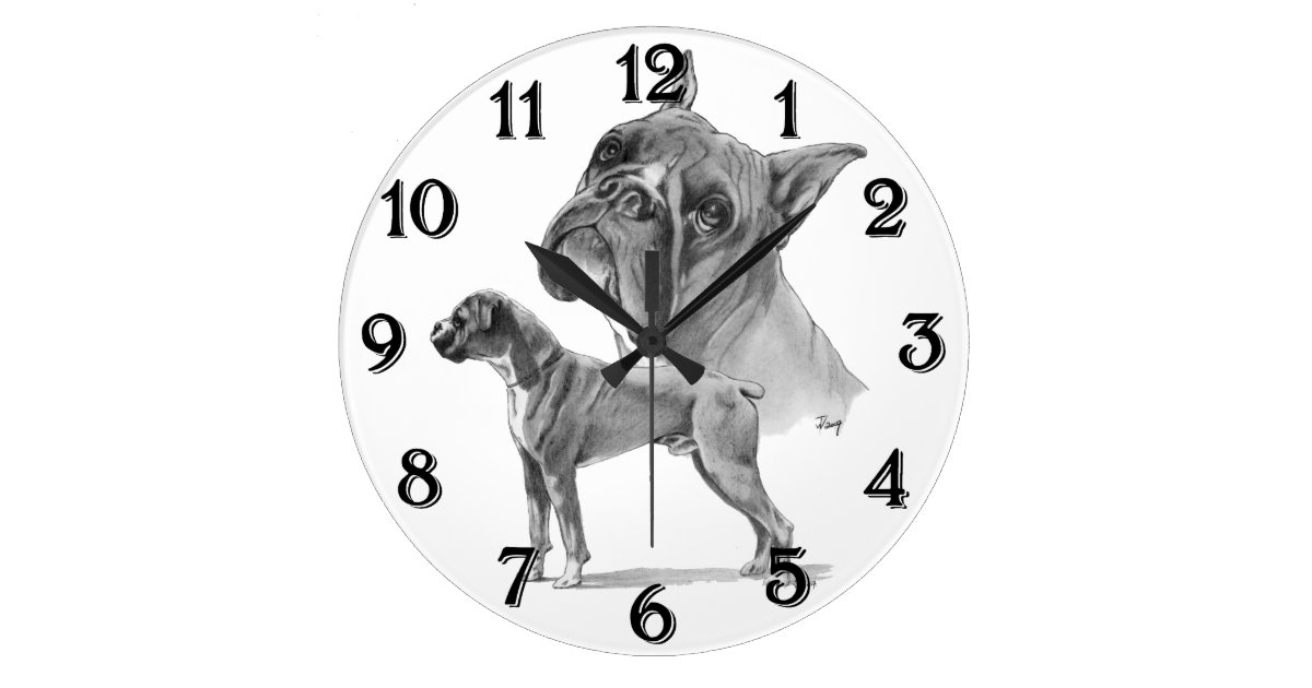 Boxer Dogs Large Clock | Zazzle.com