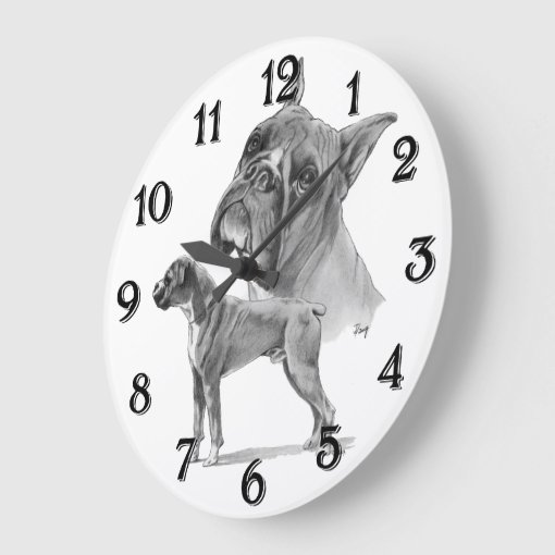 Boxer Dogs Large Clock | Zazzle
