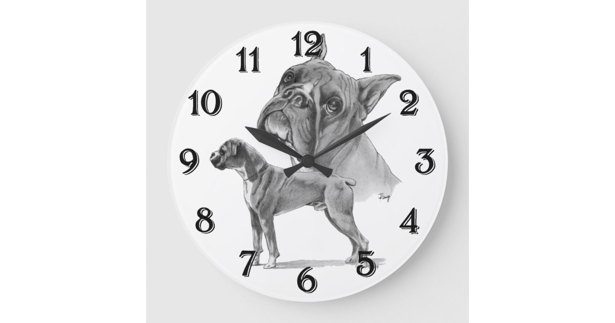 Boxer Dogs Large Clock | Zazzle