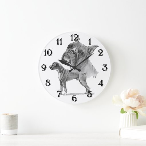 Boxer Dogs Large Clock | Zazzle