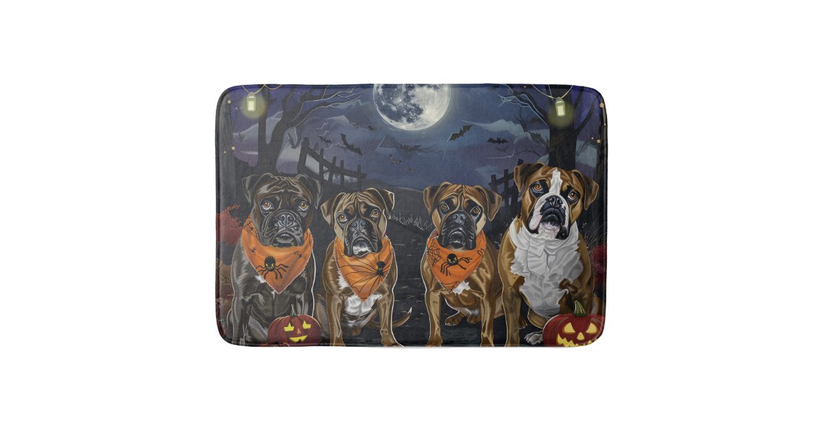 Boxer Halloween Spooky Bath Mat | Zazzle