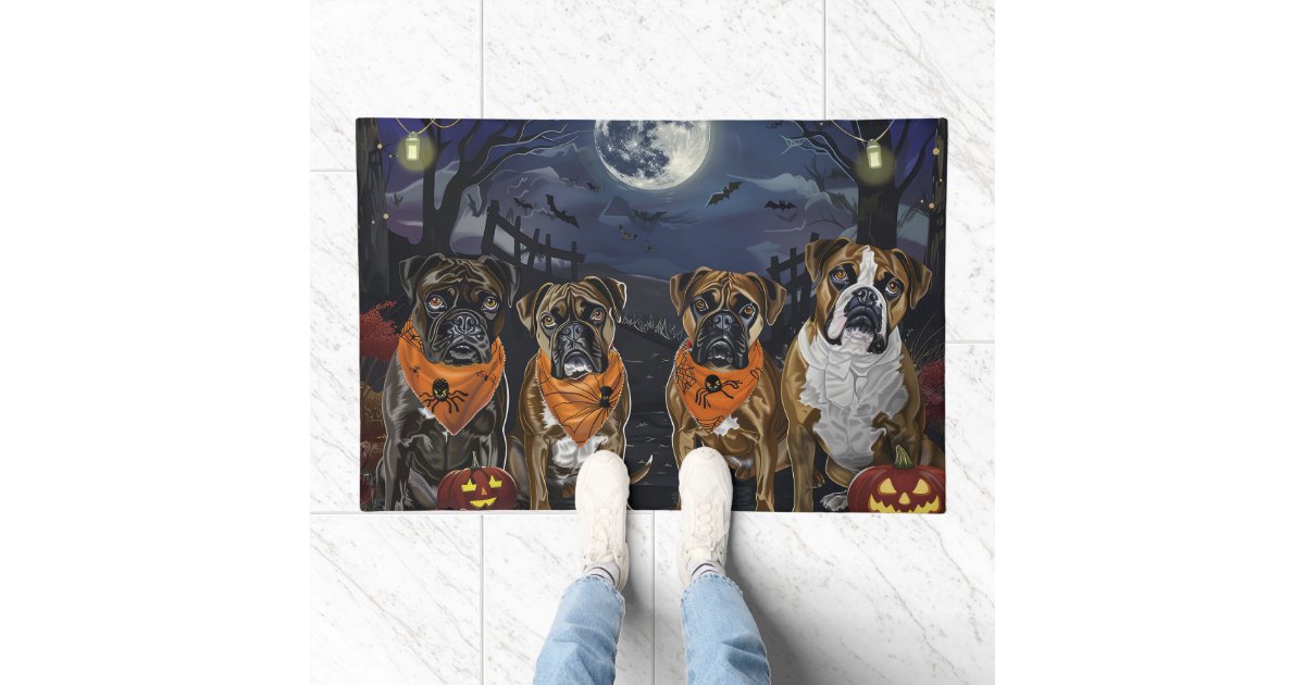 Boxer Halloween Spooky Doormat | Zazzle