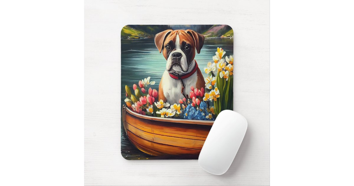Boxer on a Paddle: A Scenic Adventure Mouse Pad | Zazzle