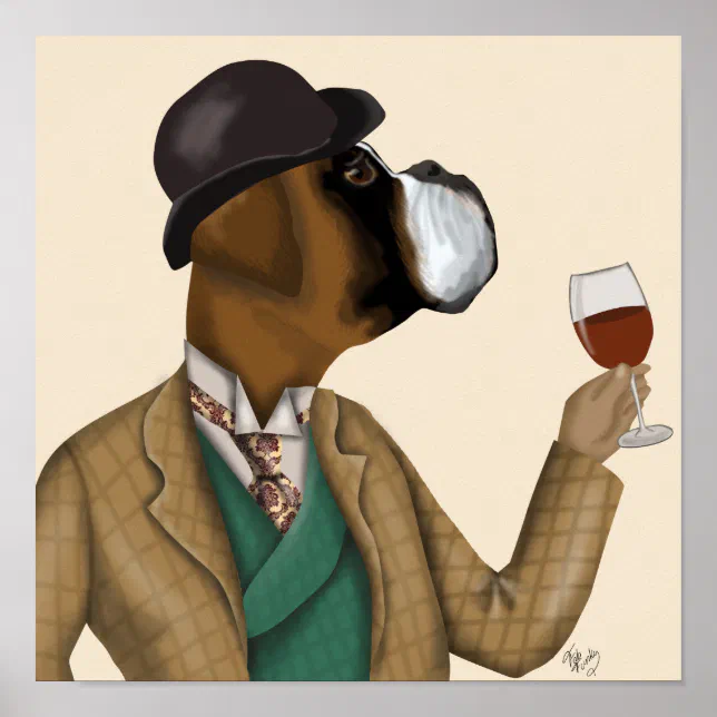 Boxer Wine Snob Poster | Zazzle