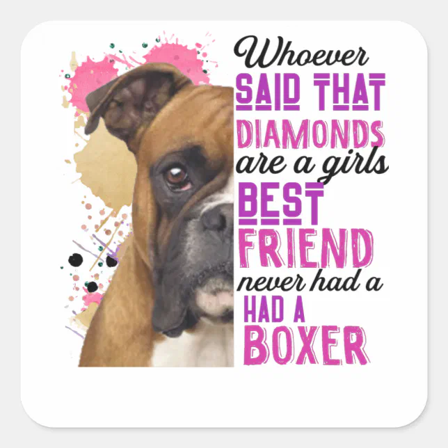 Boxers Are A Girls Best Friend Square Sticker | Zazzle