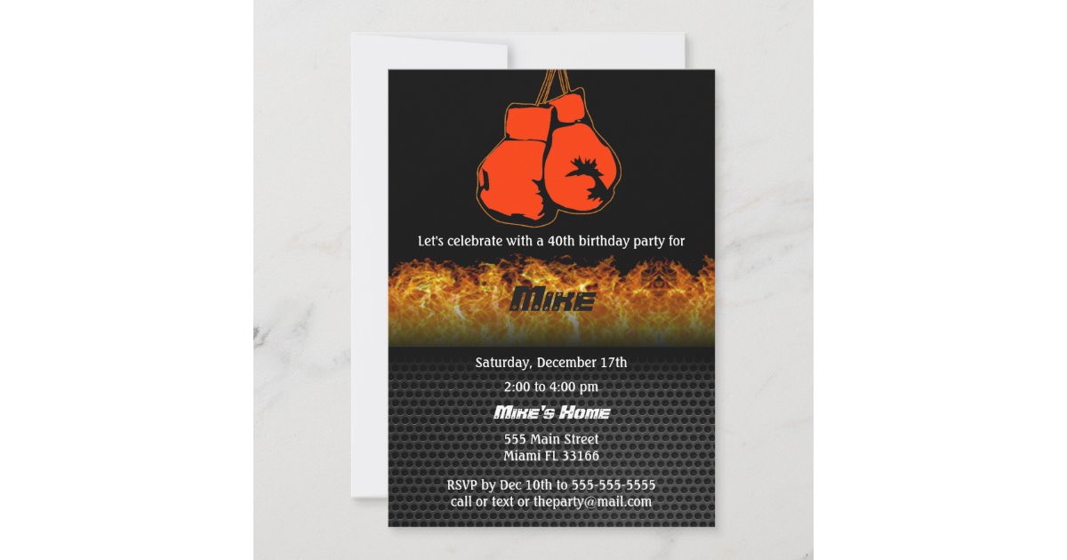 Boxing Adult Birthday Party Invitation | Zazzle