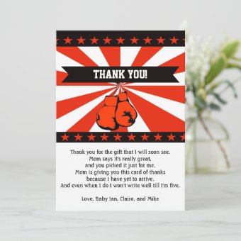 Boxing Baby Shower Thank You Card Note | Zazzle