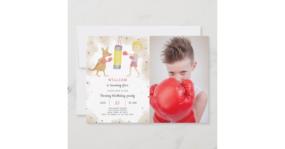 Boxing Birthday Invitation With photo | Zazzle