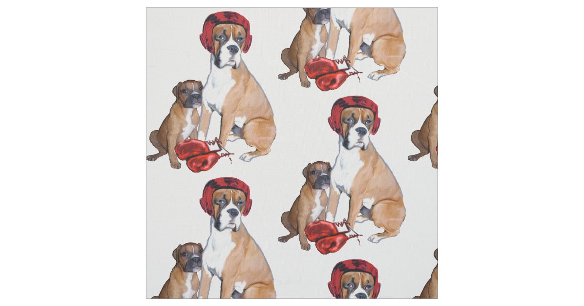 Boxing Boxer dog fabric | Zazzle