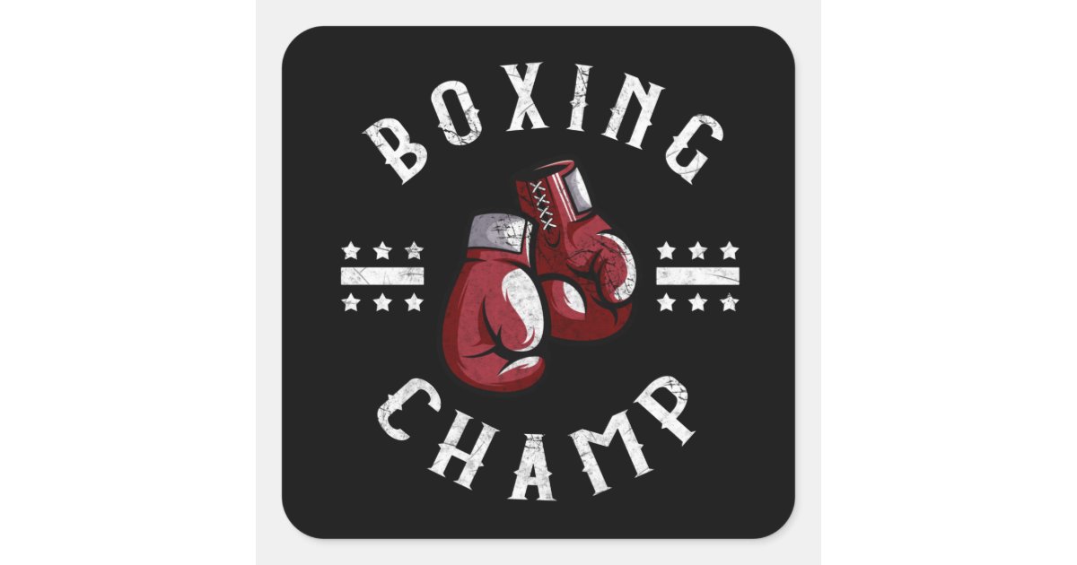 Boxing Champ Box Sports Martial Arts Fighter Square Sticker | Zazzle