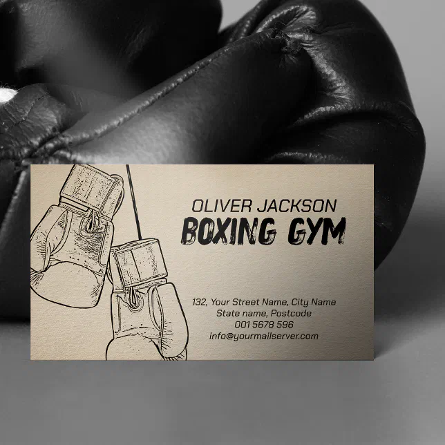 Boxing coach gloves drawing business card | Zazzle