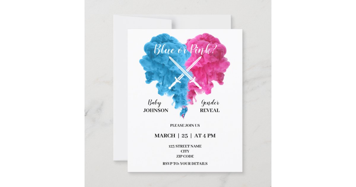 Boxing gender reveal party invitations | Zazzle