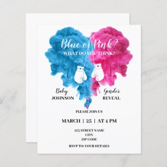 Boxing gender reveal party invitations | Zazzle