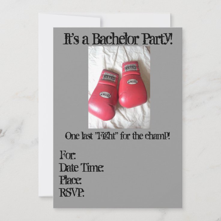 Boxing Glove BACHELOR Party Invitations | Zazzle