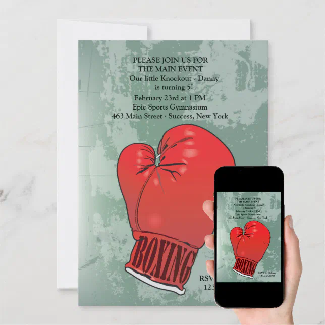 Boxing Glove Birthday Party Invitation | Zazzle