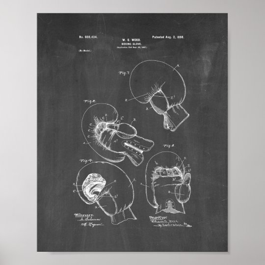 Boxing Glove Patent - Chalkboard Poster | Zazzle.com