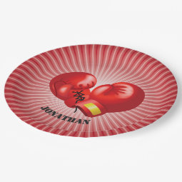 Boxing Gloves Design Paper Party Plate | Zazzle
