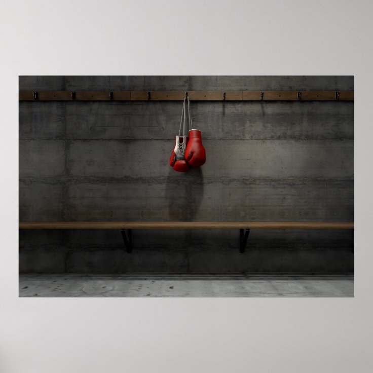 Boxing Gloves Hanging In Change Room Poster | Zazzle