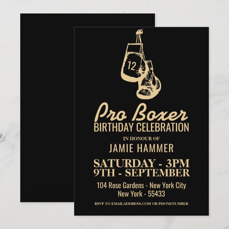 Boxing Gloves Silhouette Birthday Party Invitation | Zazzle