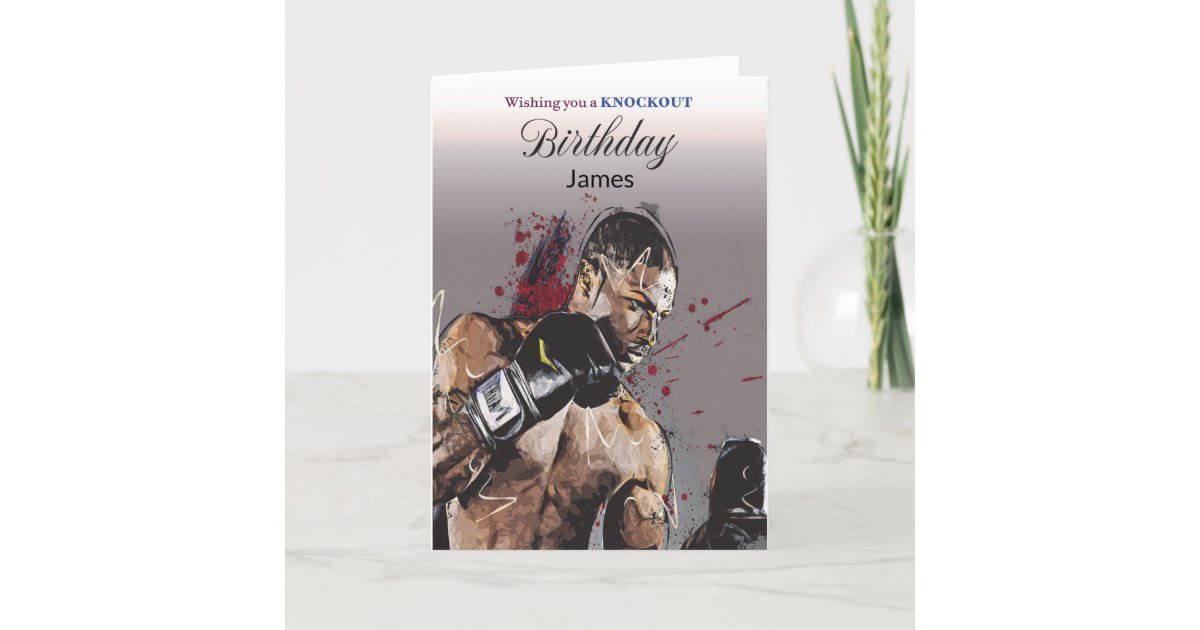 Boxing Knockout Personalized Birthday Card | Zazzle