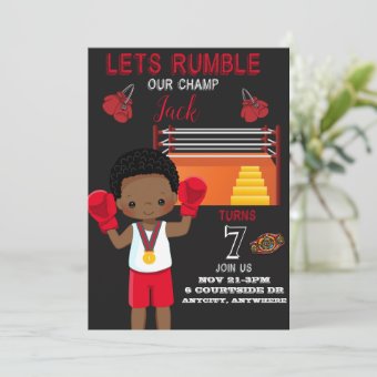 Boxing Match Birthday Invitation Card | Zazzle