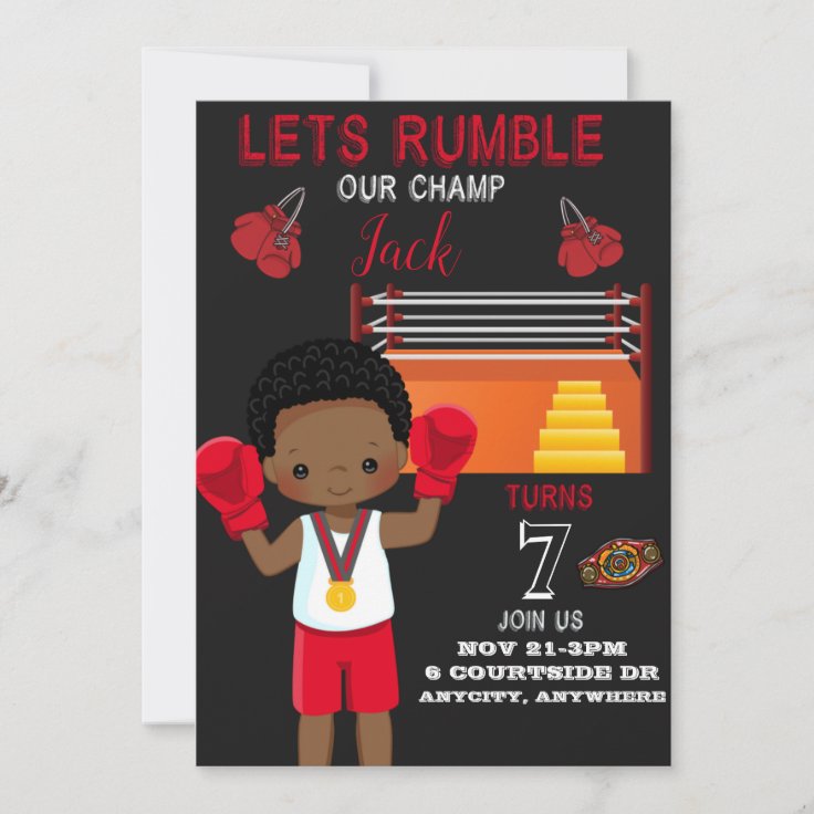 Boxing Match Birthday Invitation Card | Zazzle