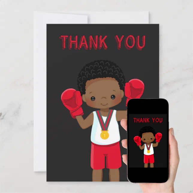 Boxing Match Birthday Thank You Card | Zazzle