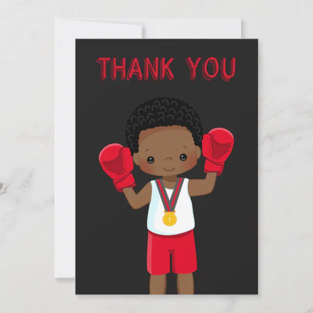 Boxing Match Birthday Thank You Card | Zazzle