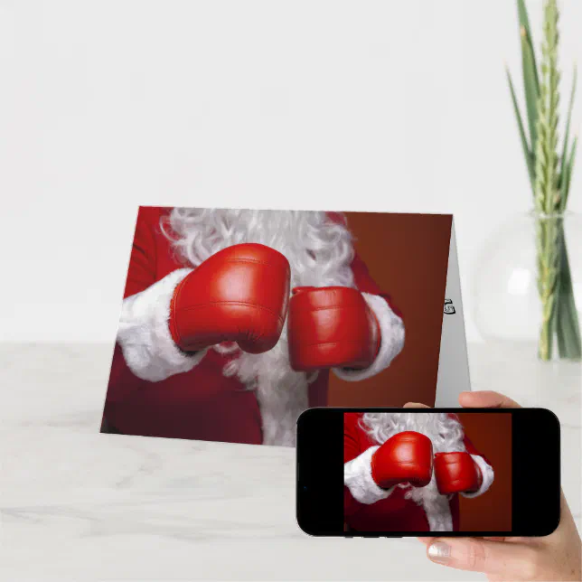 Boxing Santa Claus Funny Card | Zazzle