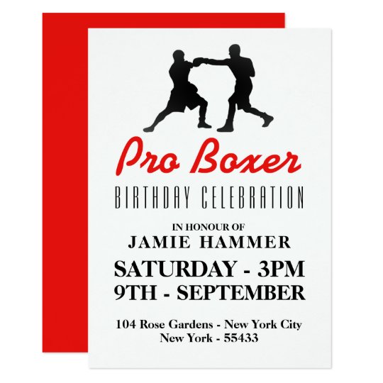 Boxing Silhouette Birthday Party Invitation | Zazzle.com