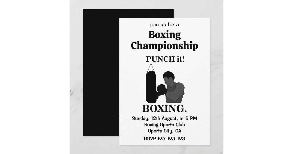 Boxing Sport Punch It Boxing Sports Invitation | Zazzle