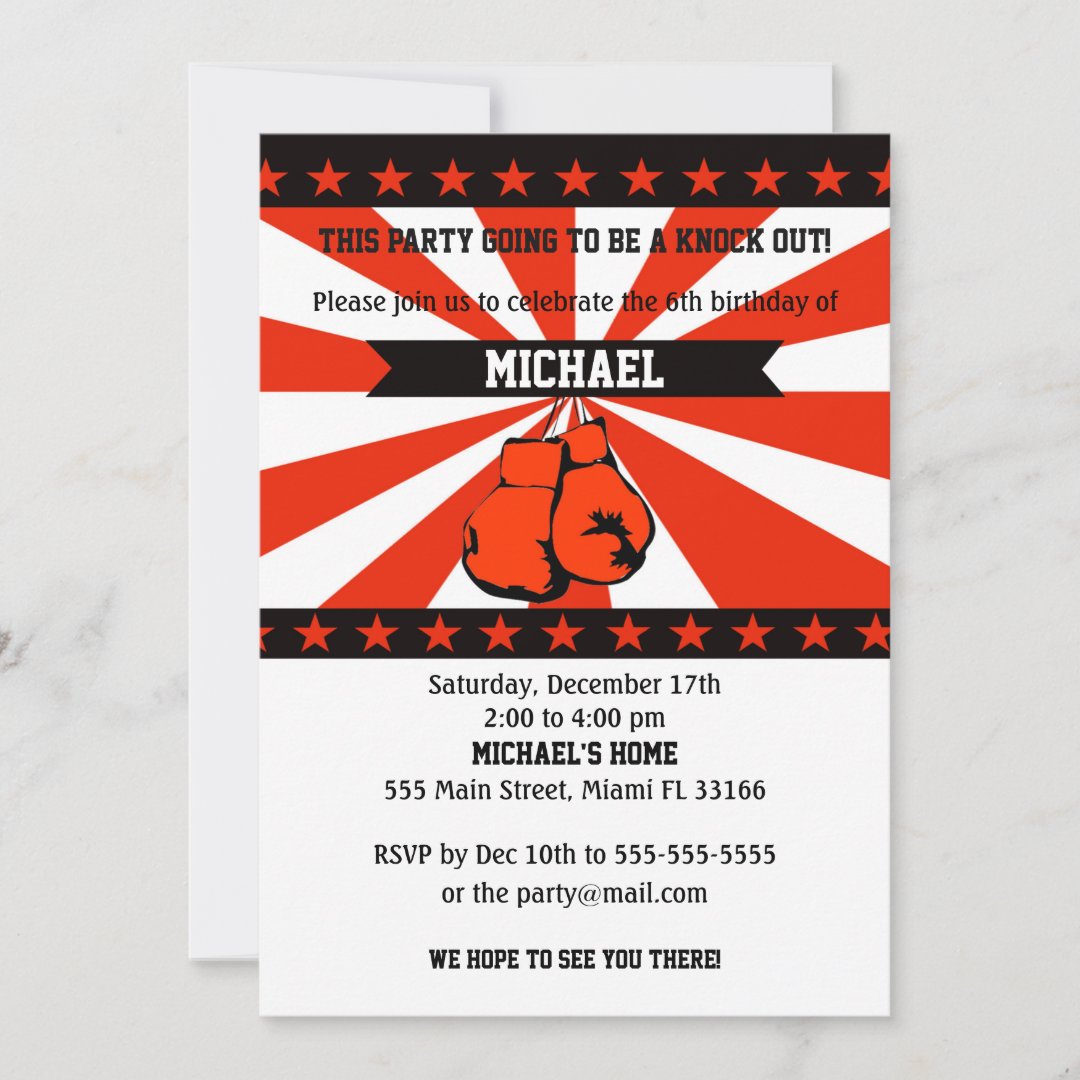 Boxing Sports Boy Birthday Invitation | Zazzle