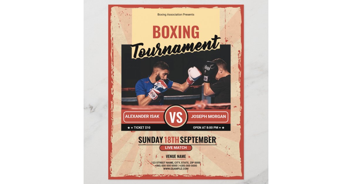 Boxing Tournament Flyer Template | Zazzle