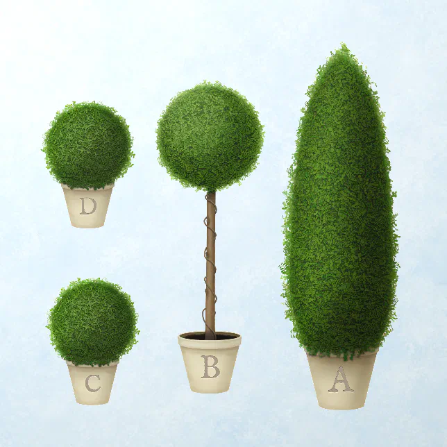 Boxwood Topiary Garden Custom Monogram Alphabet Wall Decal | Zazzle