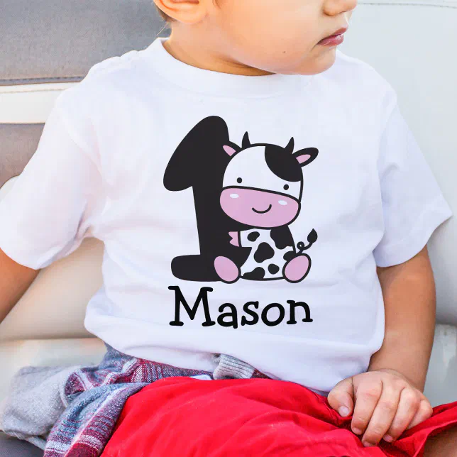 Boy 1st Birthday Cow Number 1 T-Shirt | Zazzle