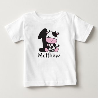 Boy 1st Birthday Number One Cow T-Shirt | Zazzle