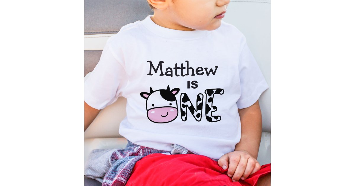 Boy 1st Birthday Number One Cow T-Shirt | Zazzle