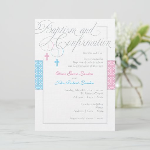 Boy and Girl Baptism & Confirmation Invitation | Zazzle