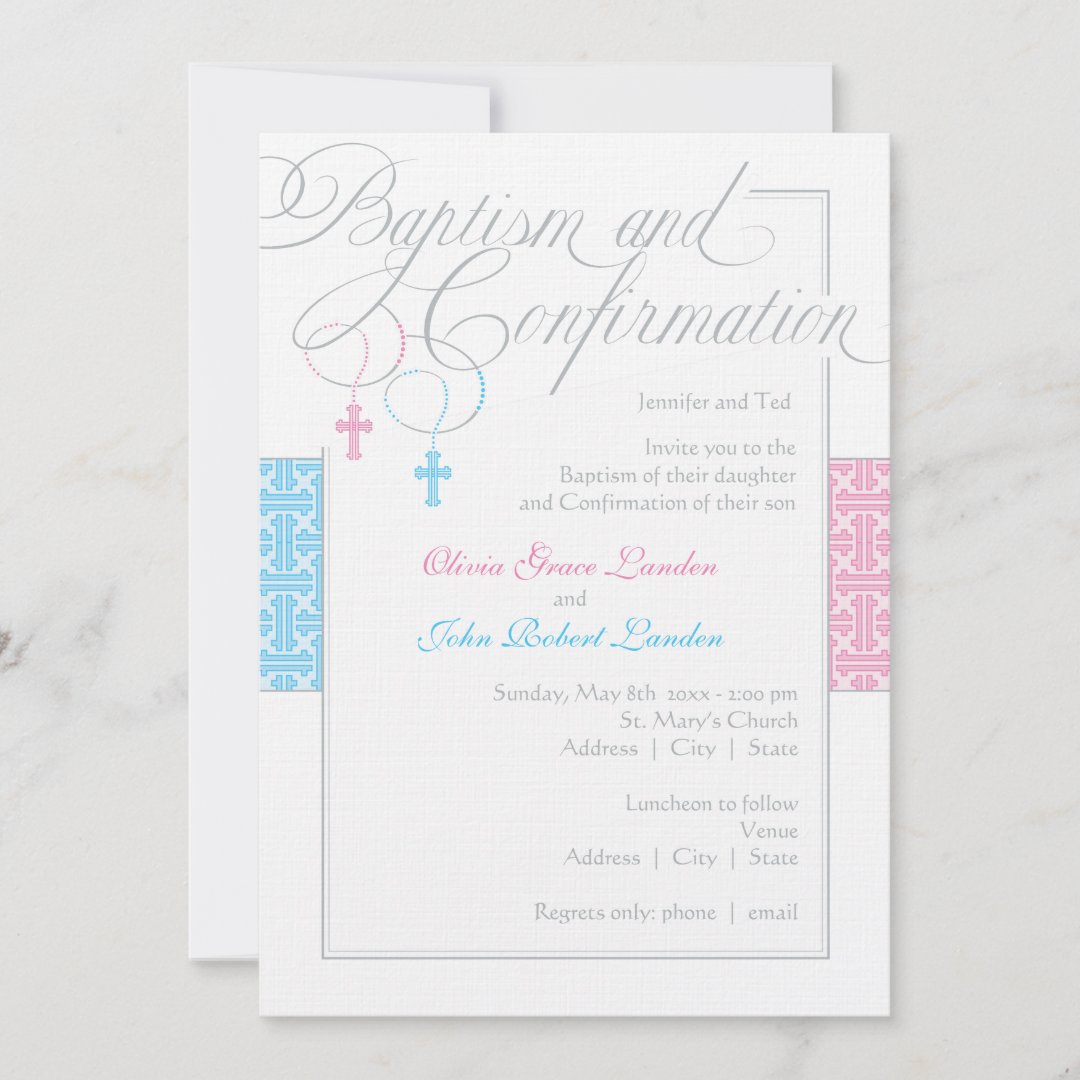 Boy and Girl Baptism & Confirmation Invitation | Zazzle
