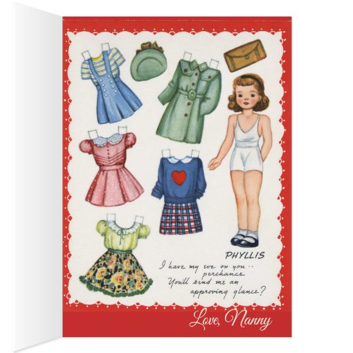 Boy and Girl Valentine's Day Paper Dolls Vintage | Zazzle